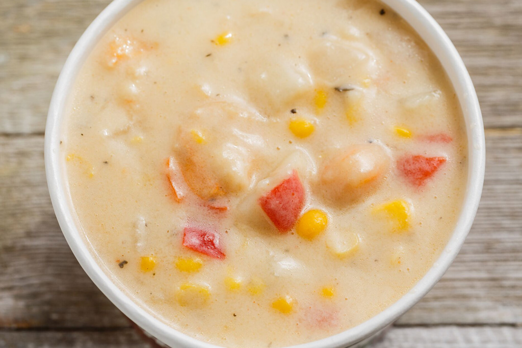 Shrimp and Roasted Corn - Roly Poly Rolled Sandwiches, Soups, Salads